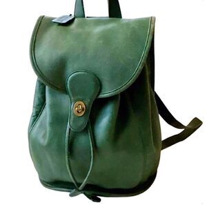 Coach | Bags | Vintage Coach Green Leather Weekend Backpack Rucksack ...